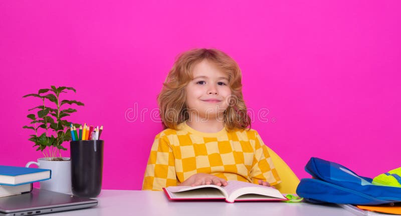 Nerd School Kid Isolated on Studio Background. Clever Child from ...