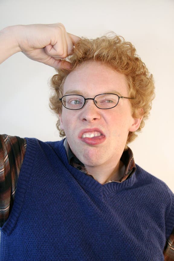 Nerd scrathing head stock photo. Image of fool, redhaired - 6804798