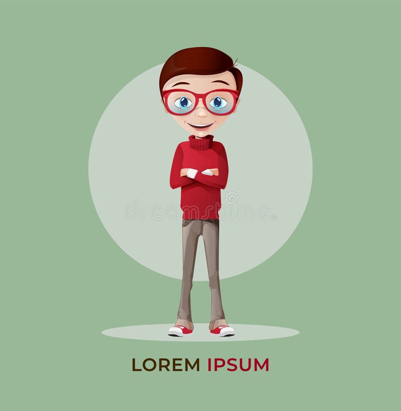 Nerd and Smart of Character Cartoon Design Stock Vector - Illustration ...