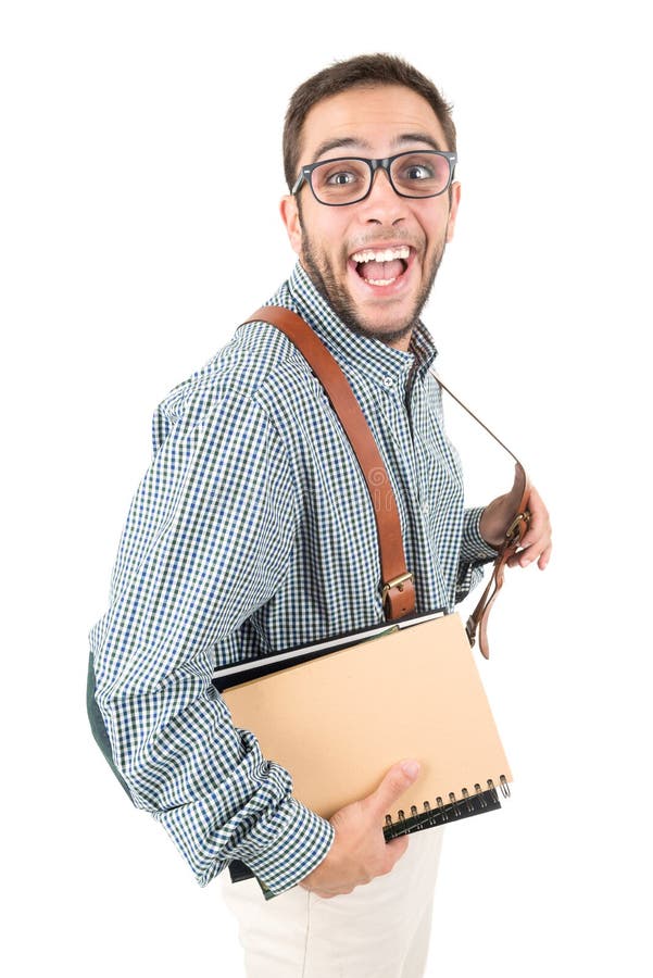 Nerd student stock image. Image of books, happiness, young - 83126769