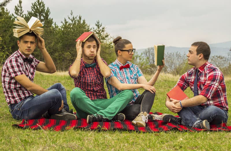 Nerds in the park stock image. Image of girl, confident - 40542601