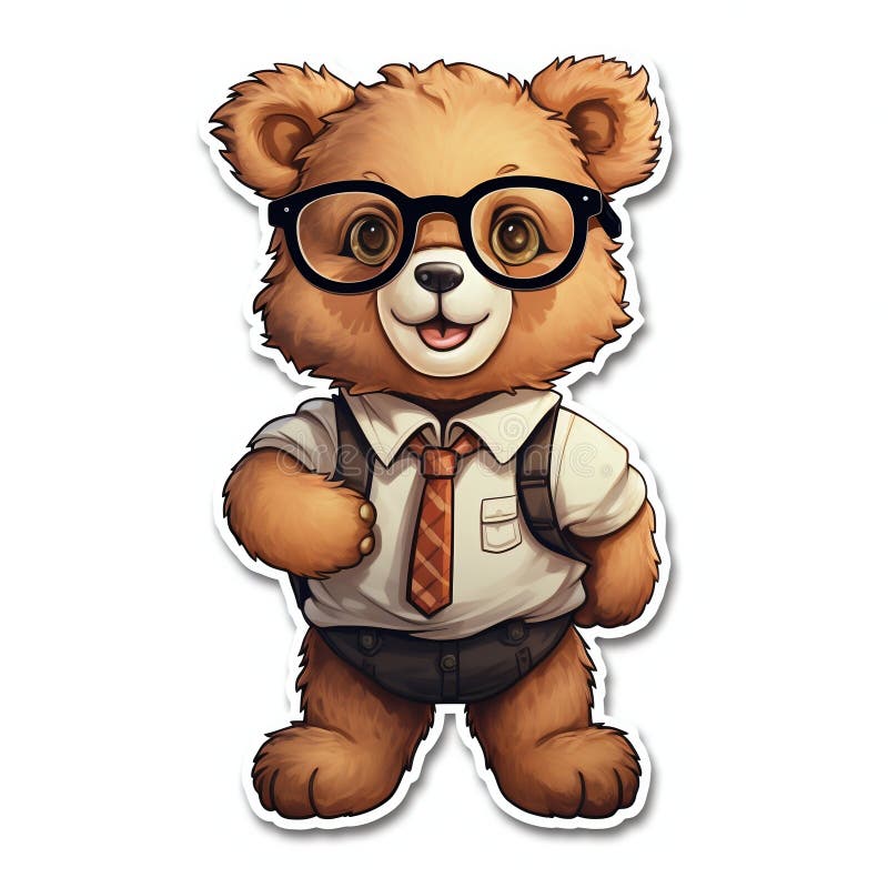 Nerdy it Bear Sticker on White Background. Generative Ai Stock ...