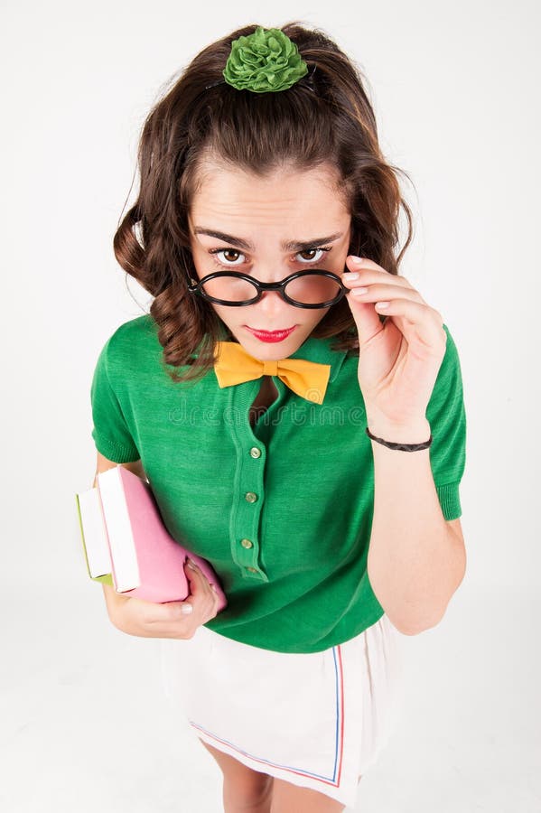 Young nerdy girls stock photo. Image of glasses, color - 43320040