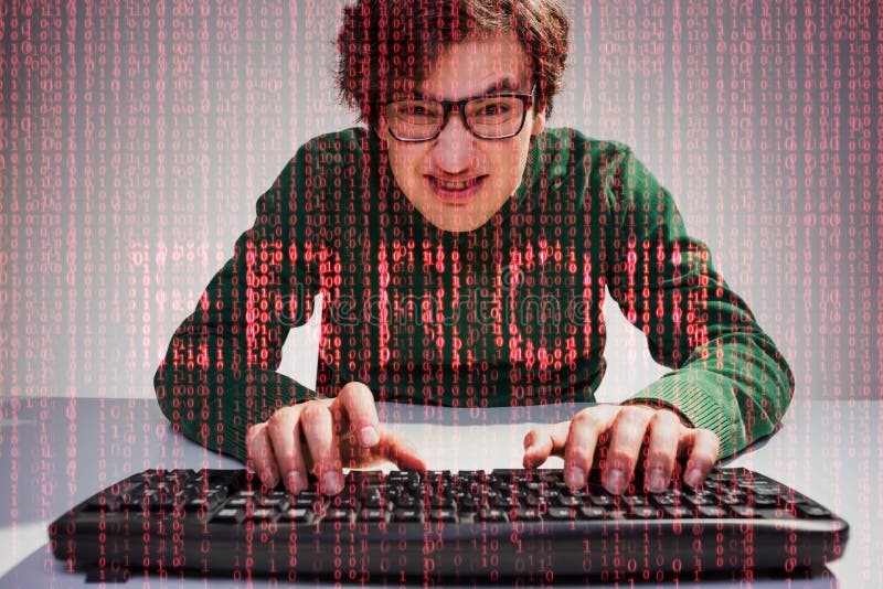Nerdy Guy and Red Error Text Stock Photo - Image of network, background ...