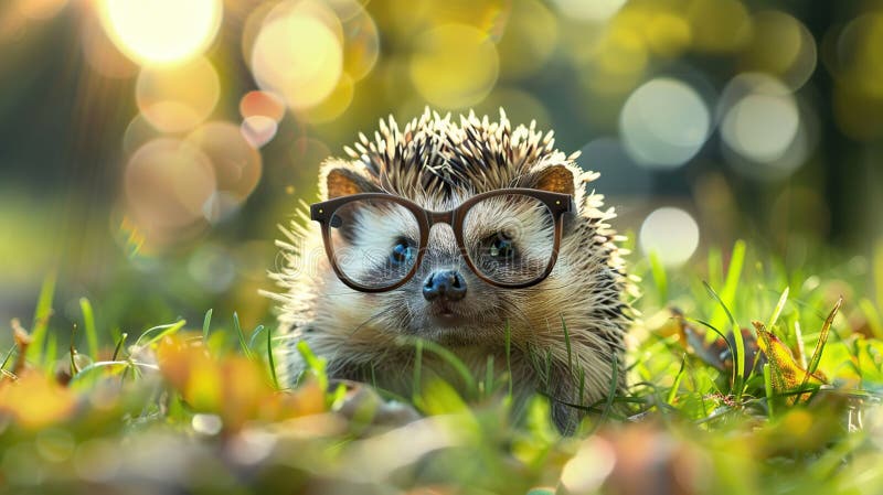Nerdy Hedgehog Wearing Glasses Rolling in the Grass Stock Illustration - Illustration of fresh ...