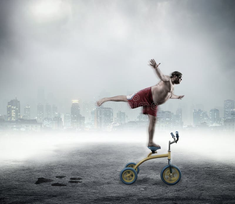 Nerdy Man Riding a Small Bicycle Stock Image - Image of lifestyle ...