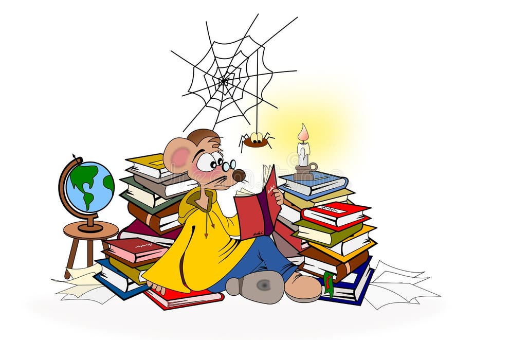 Nerdy mouse in the library stock photo. Illustration of funny - 171060578
