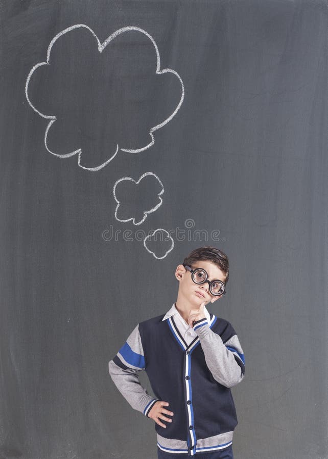 Nerdy School Boy Thinking Hard Stock Image - Image of back, bright ...
