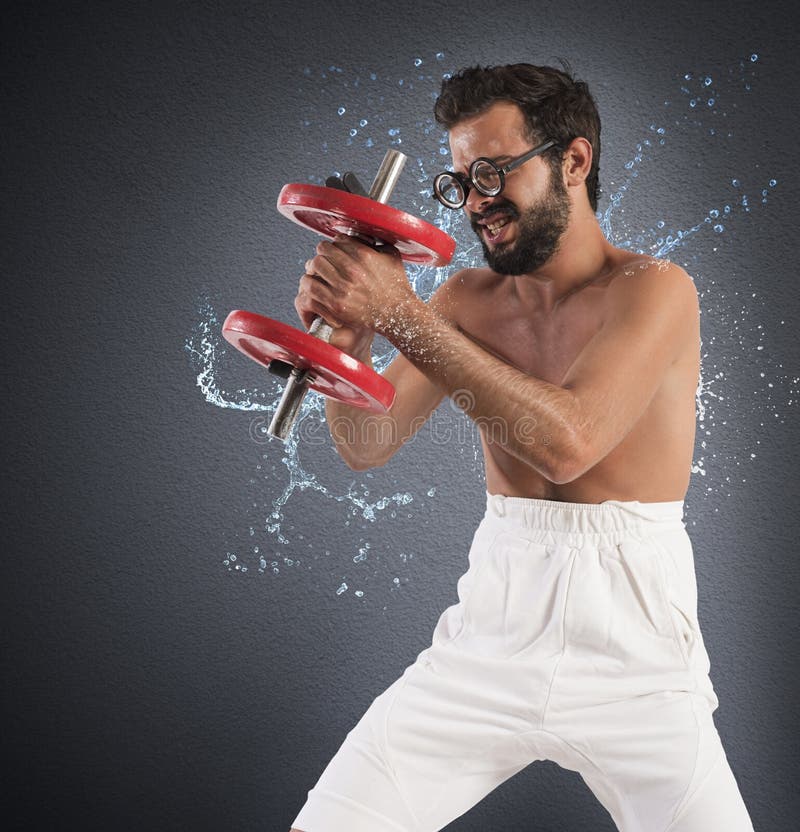 Nerdy workout stock photo. Image of potency, geek, muscular - 59444168