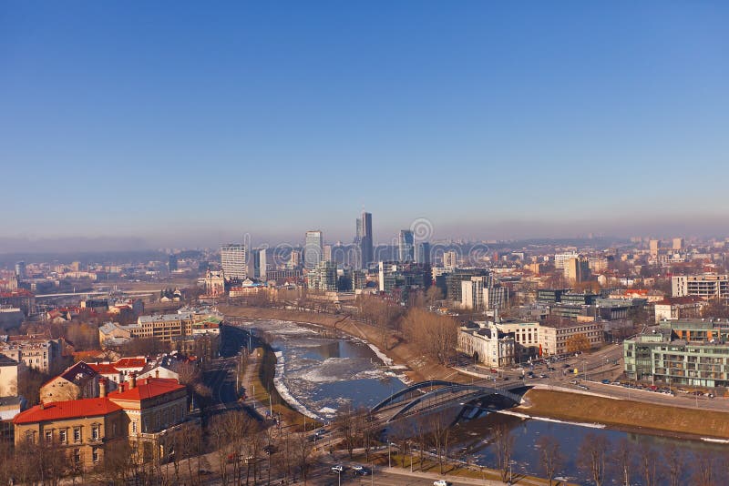 Neris River and Business District Snipiskes. Vilnius, Lithuania Stock ...