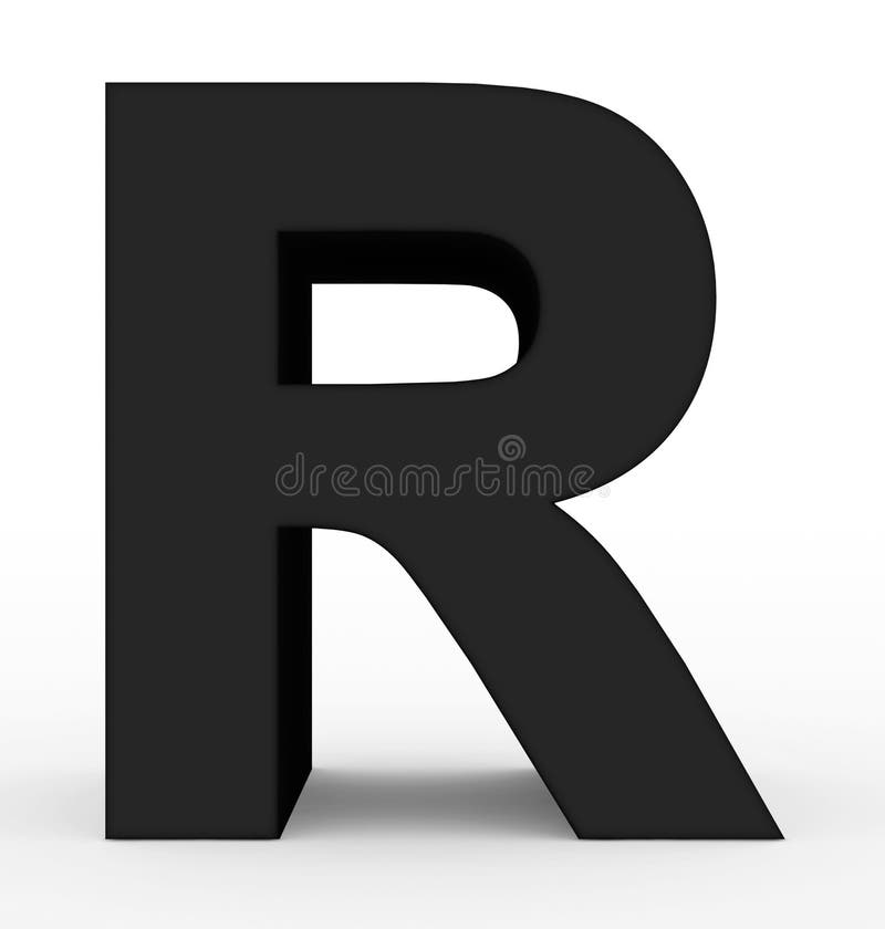 Nero Della Lettera R 3d Isolato Su Bianco Illustrazione di Stock ...