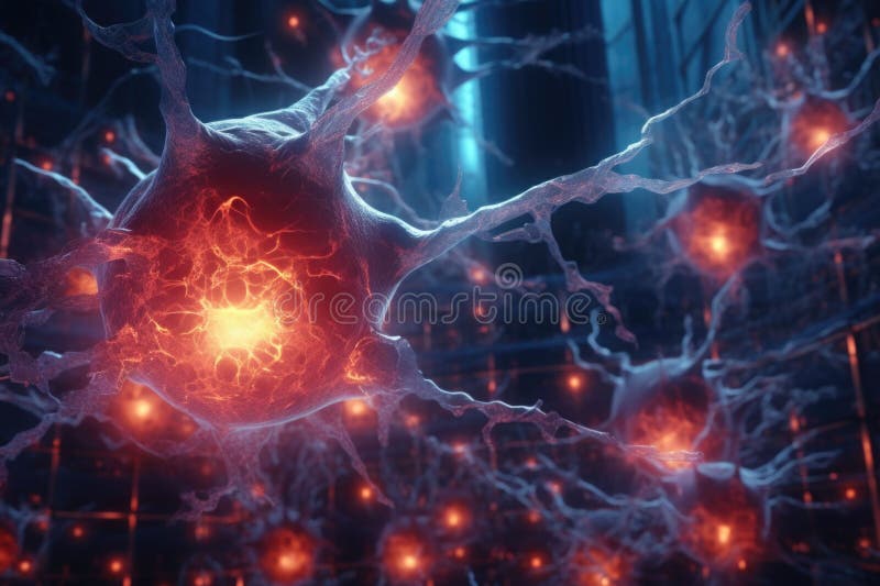 Nerve Cell Banner. System Neuron of Brain with Synapses Stock ...