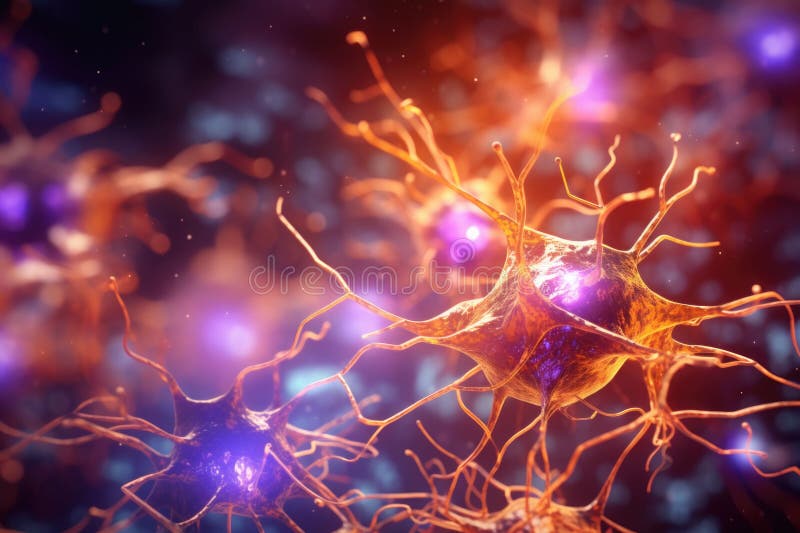 Nerve Cell Banner. System Neuron of Brain with Synapses Stock Photo ...