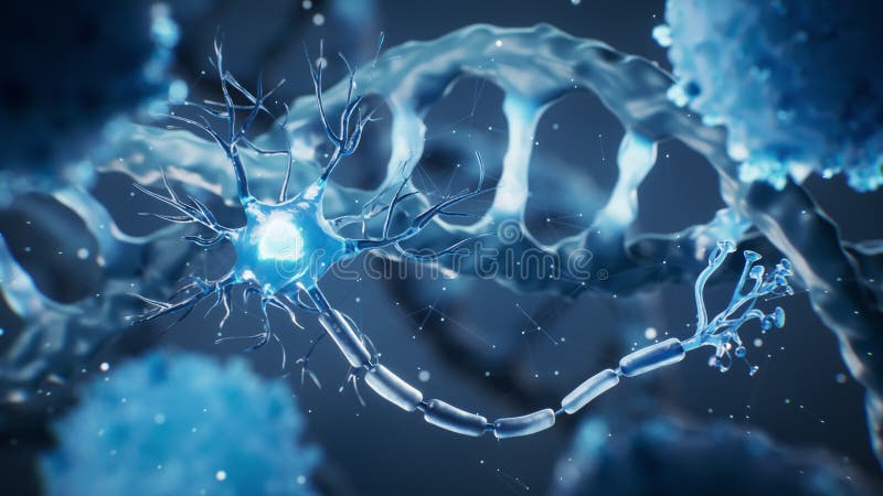 Nerve Cell with Biological DNA Background, 3d Rendering Stock Footage ...