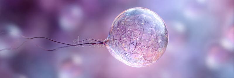 Floating Nerve Cell Encapsulated in a Delicate Soap Bubble Illustrating ...