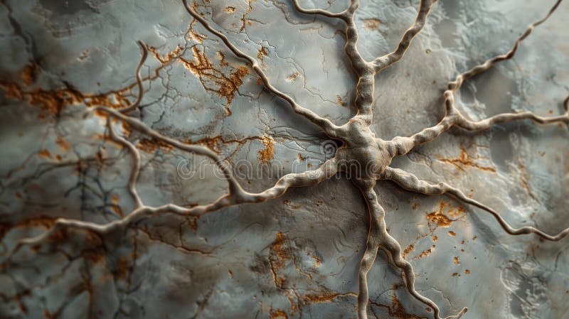 Nerve Cell, Neuron, Close-up Under a Microscope Stock Illustration ...