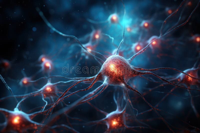 Nerve Cell and Neurons in Connection. Abstract Background Stock ...