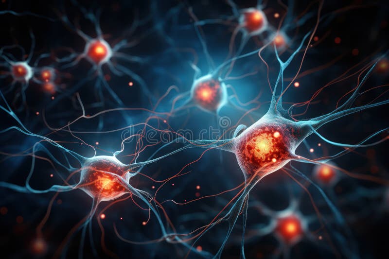 Nerve Cell and Neurons in Connection. Abstract Background Stock ...