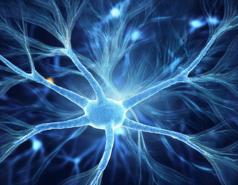 Nerve Cells, Neurons and Synapses in Brain Stock Illustration ...