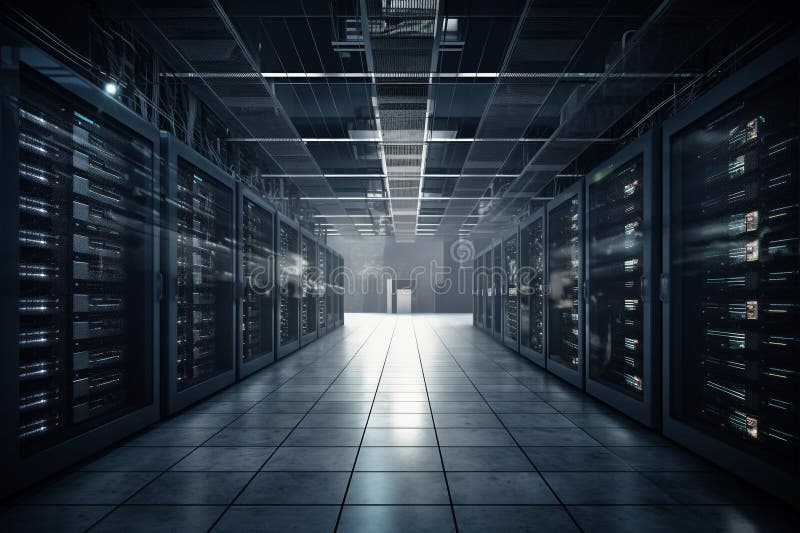 The Nerve Center of Modern Computing: Rows of Server Racks Ai Generated ...