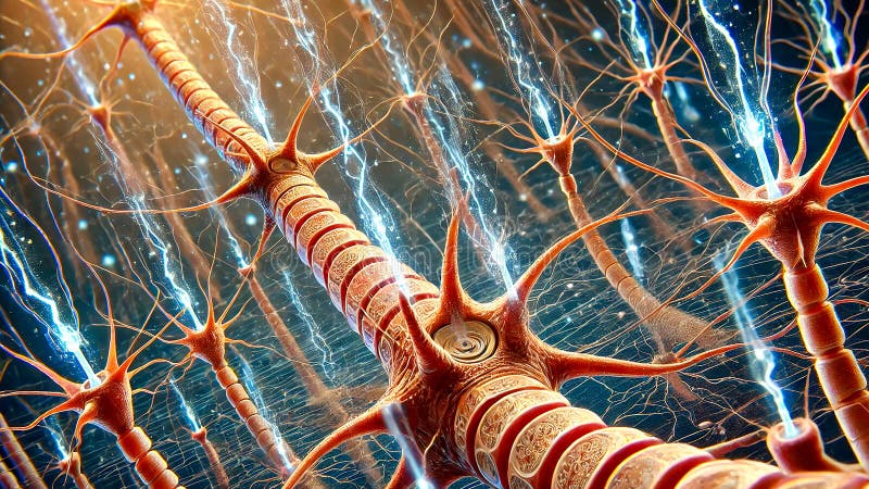 Nerve Endings Transmitting Signals.nerve Endings with Electrical ...