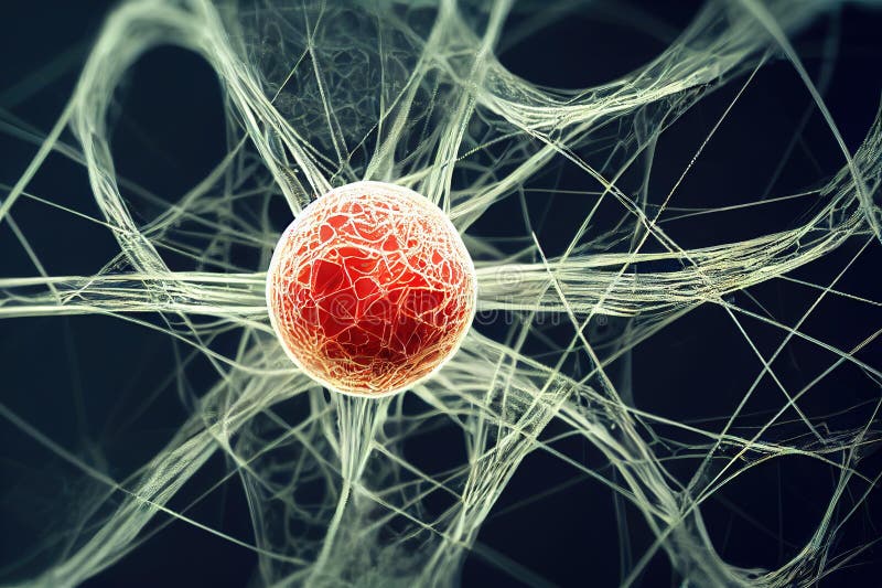 Nerve Large Nucleus Atom and Molecule Closeup with Neural Connections ...