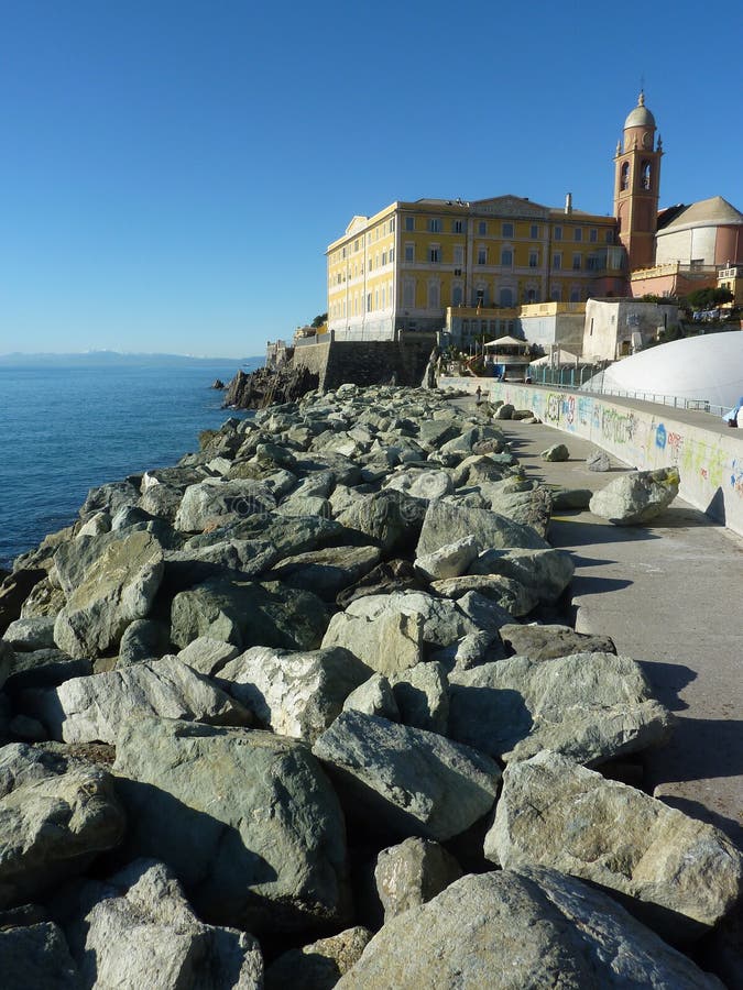Nervi stock image. Image of bell, rocks, cliffs, genoa - 12309349