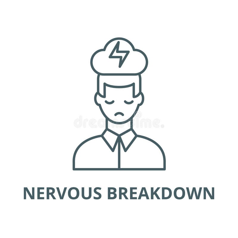 Nervous Breakdown Vector Line Icon, Linear Concept, Outline Sign ... Nervous Breakdown Vector Line Icon, Linear Concept, Outline Sign ...