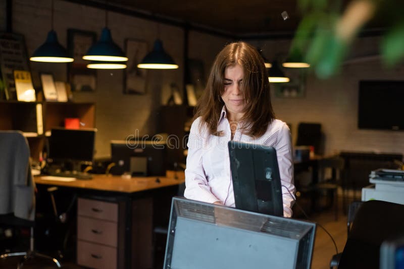 Nervous Breakdown at Work. Business Woman Freaks Out and Breaks the ...