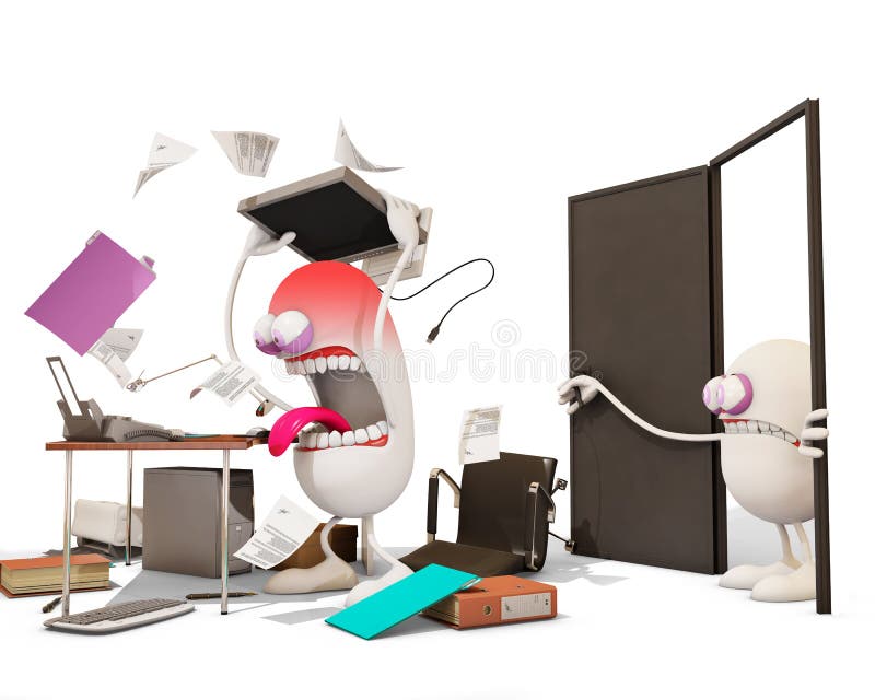 Nervous breakdown at work stock illustration. Illustration of destroy ...