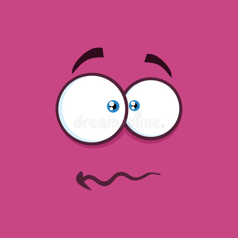 Nervous Cartoon Funny Face with Panic Expression Stock Illustration ...