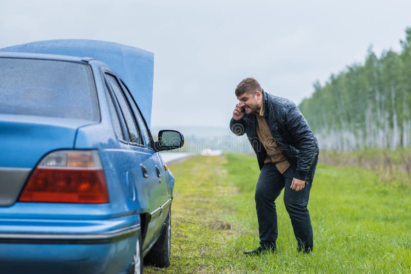 Nervous Driver Calls To the Help Desk by Phone Stock Image - Image of ...