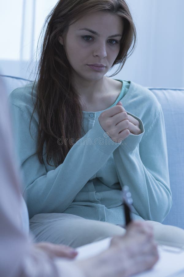 Nervous female patient stock image. Image of counselling - 77486575