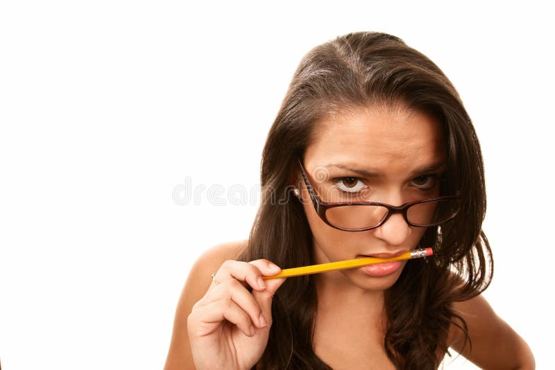 Nervous Hispanic Woman stock image. Image of mouth, tense - 11845077