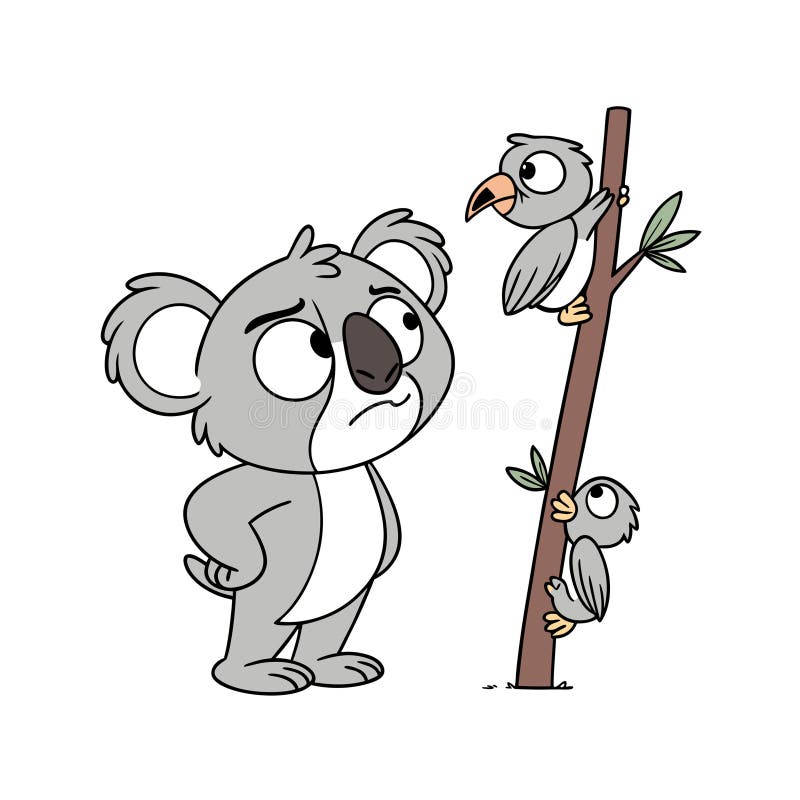 Nervous Koala Bird Illustration for Fun Designs Stock Illustration ...