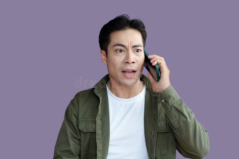 Nervous Man Talking on the Phone Stock Photo - Image of communication ...