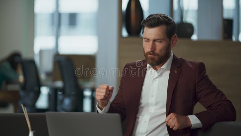 Nervous Manager Looking Laptop Computer Screen Feeling Disappointed in ...