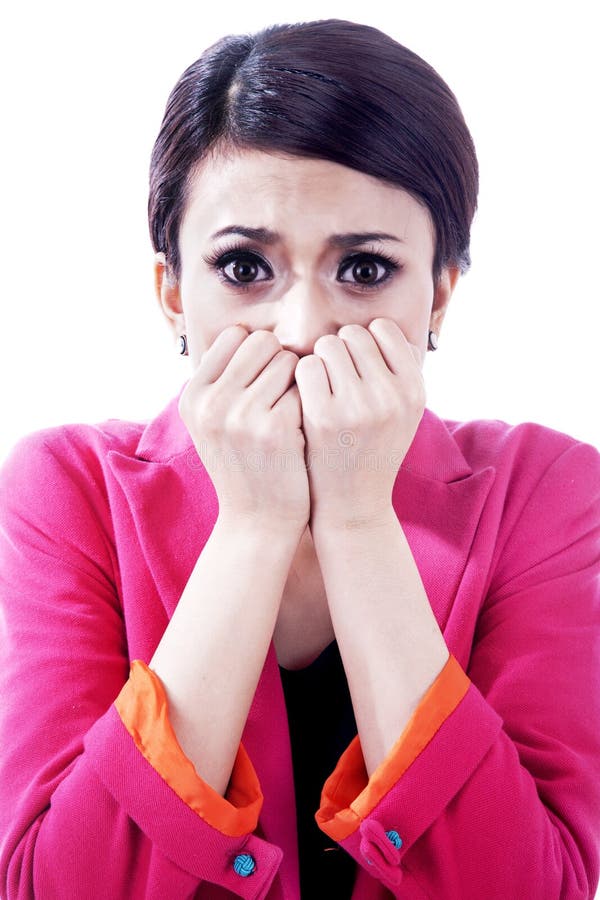 Nervous young woman stock image. Image of japanese, fear - 33854287