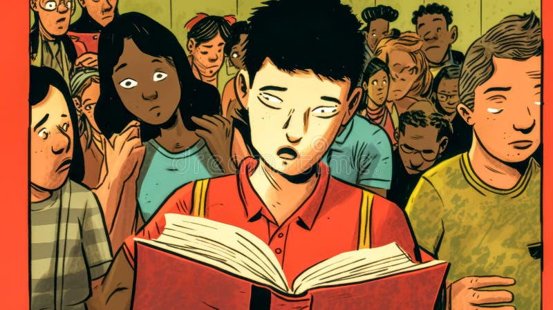 Nervous Student Presenting His Work in Front of a Diverse Classroom ...