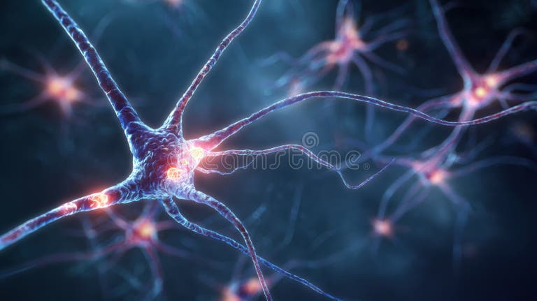 Nervous System Diagram Highlighting Synapses in a Glowing Gradient ...