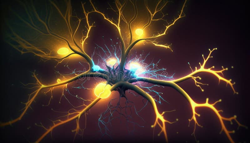 Nervous System and Nerve Endings that Conduct Current on a Black ...