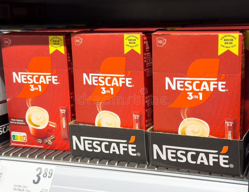 Nescafe 3in1 Instant Coffee Packets on Store Shelf Display Editorial ...