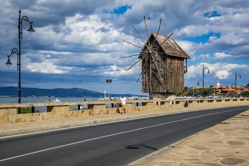 Windmill in Nesebar Coastal Town in Bulgaria Editorial Stock Photo ... Windmill in Nesebar Coastal Town in Bulgaria Editorial Stock Photo ...