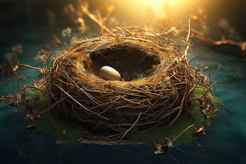 Nest Bird Single Egg. Generate Ai Stock Illustration - Illustration of ...