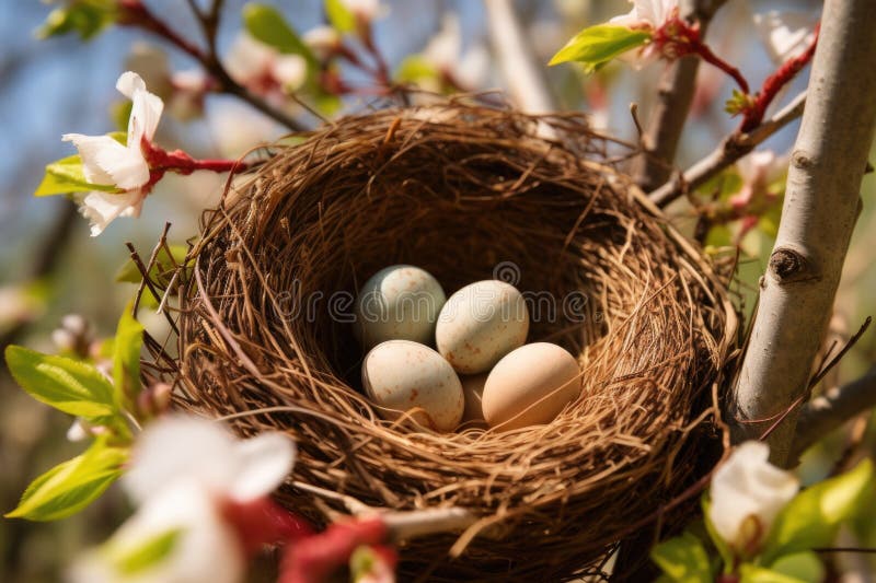 A Nest with Birds Resting in Spring Stock Illustration - Illustration ...