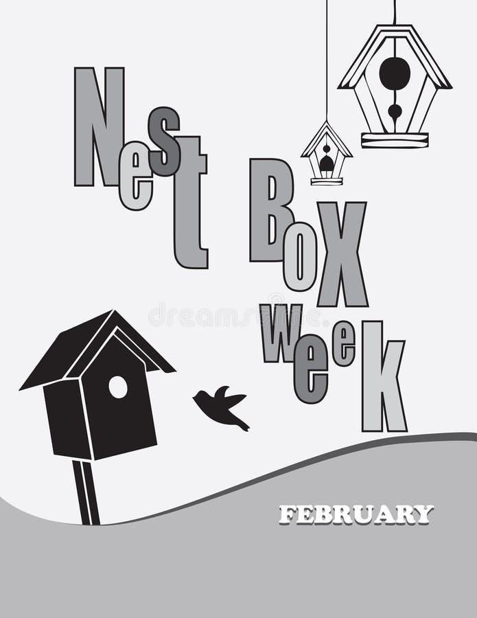 Nest Box Week poster stock vector. Illustration of birdhouse - 211310142