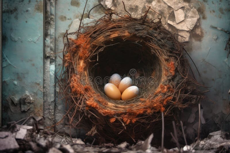 Nest with Eggs Inside a Rusty Vent Stock Illustration - Illustration of ...