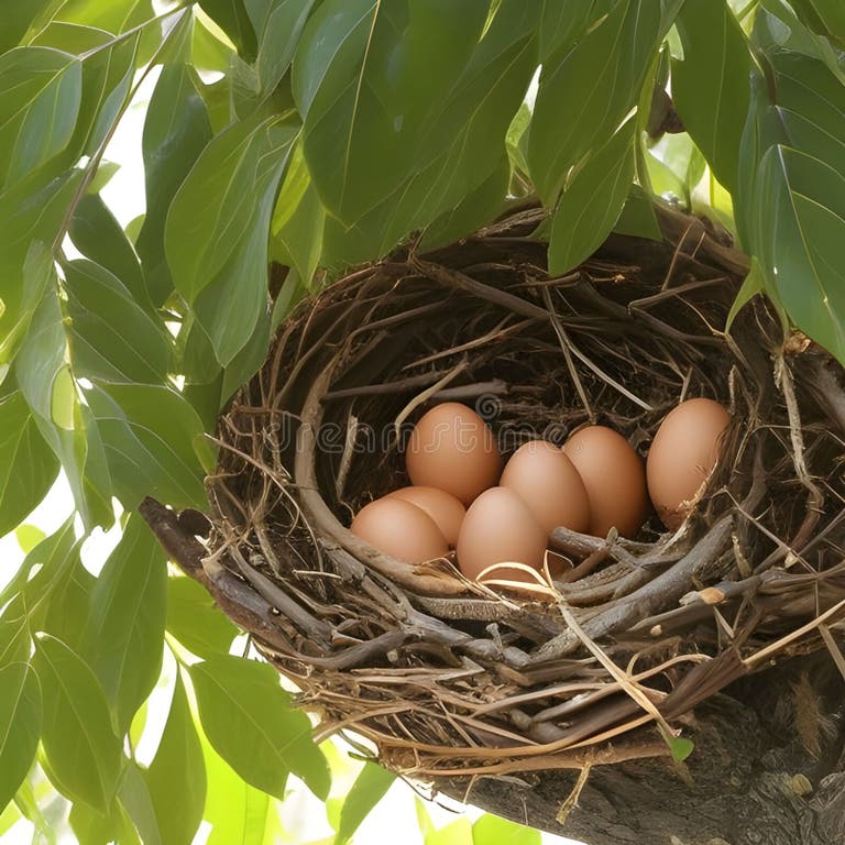 An AI Generated Illustration of Eggs Nested in a Tree Stock ...