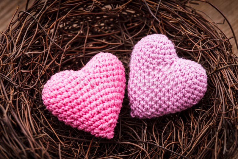 Nest with hearts stock image. Image of amigurumi, nestling - 28951951