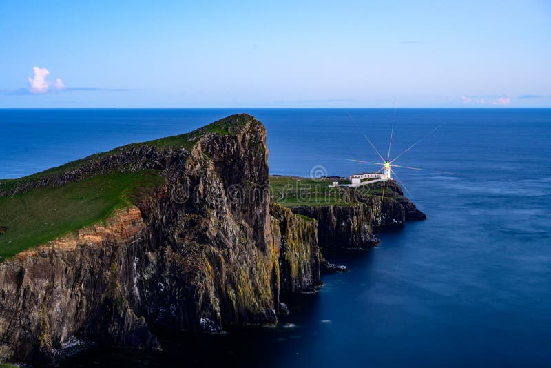 Nest Point Lighthouse in Island of Skye at Blue Hour , Scotland ...